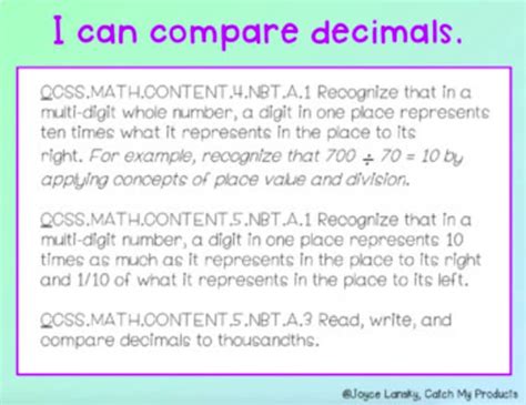 Comparing And Ordering Decimals 4th Grade Reading Decimals Expanded
