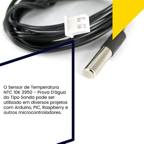 Sensor Temperatura Ntc 10k Tipo Sonda Para Arduino Esp8266
