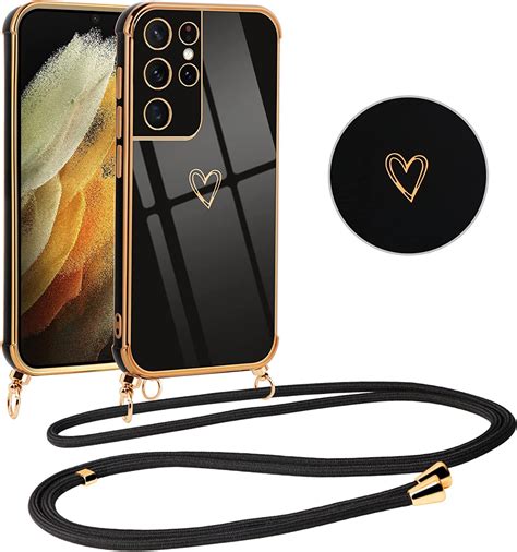 Vauki Coque Pour Samsung Galaxy S21 Ultra 5G Avec Cordon De Collier