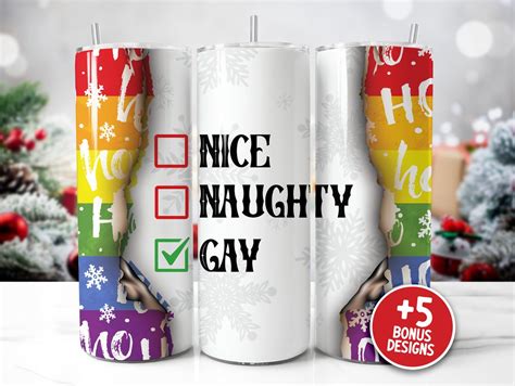 Nice Naughty Gay Christmas Tumbler Tumbler Wrap Naughty Or Nice