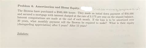 Solved Problem 6 ﻿amortization And Home Equity Please Use