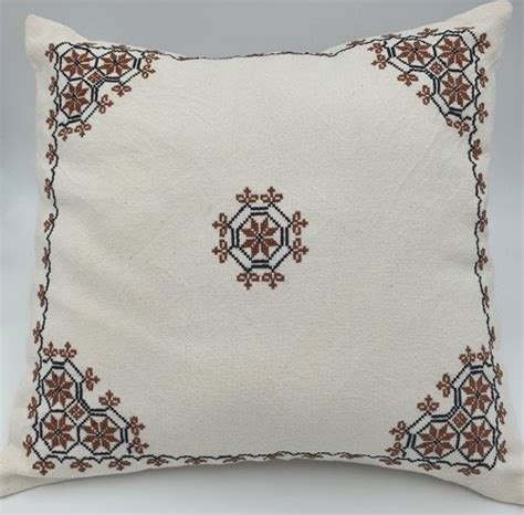 Cushion Cover Embroidered Bethlehem Star Brown Hadeel Fair Trade