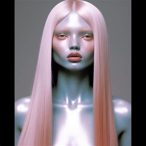 Premium Ai Image A Woman With A Blonde Hair And A Silver Mask On Her