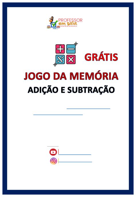 jogo da memória adição e subtração para imprimir experimente a emoção