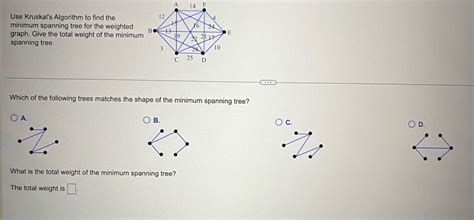Answered Use Kruskals Algorithm To Find The Bartleby