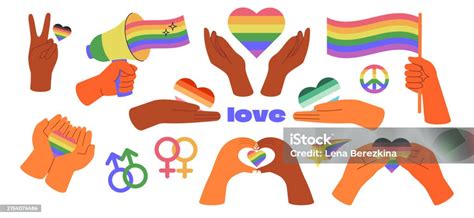 Hands With Lgbt Pride Symbols 2000년대 스타일에 대한 스톡 벡터 아트 및 기타 이미지 2000년대