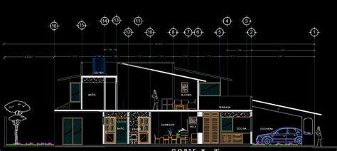 Modern Two Story House With Garage 2d Dwg Plan For Autocad • Designscad