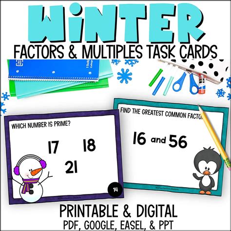 Winter Factors And Multiples Task Cards Curious Classroom Adventures