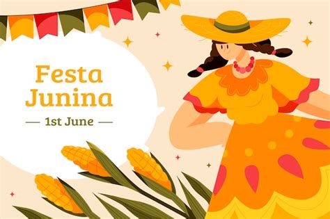 브라질 Festas Juninas 행사에 대한 평면 배경 무료 벡터