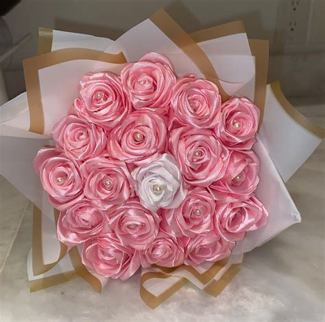 Eternal Rose Bouquet Made Of Ribbon Being The Best T For A Loved One That Will Live Forever