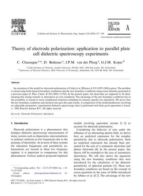 pdf theory of electrode polarization application to parallel plate