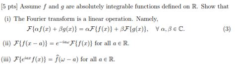 Solved 5 Pts Assume F And G Are Absolutely Integrable