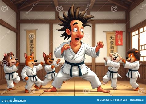 Karate Teacher Line Icon Self Defense Concept Karate Kick Sign On White Background Martial