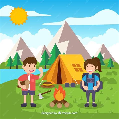 자연 속에서 아이들과 함께 여름 캠프 배경 무료 벡터 자연 속에서 아이들과 함께 여름 캠프 배경 무료 벡터