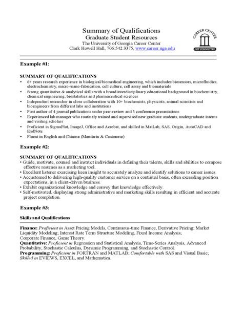 Qualifications For Resume List