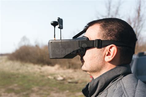 A Man Manages FPV Drone In VR Glasses Stock Photo Image Of Glasses