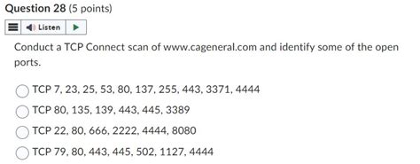 Solved Question 28 5 ﻿pointsconduct A Tcp Connect Scan Of