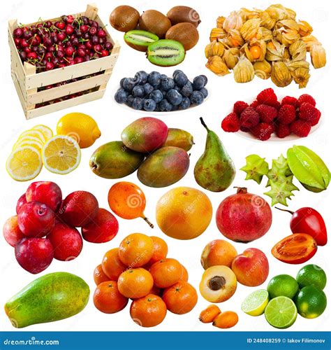 set of assorted fruits isolated on white stock image image of blueberry mango 248408259