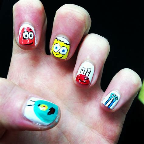 Spongebob Nails Spongebob Nails Sponge Bob Nail Tutorials Cute Nails