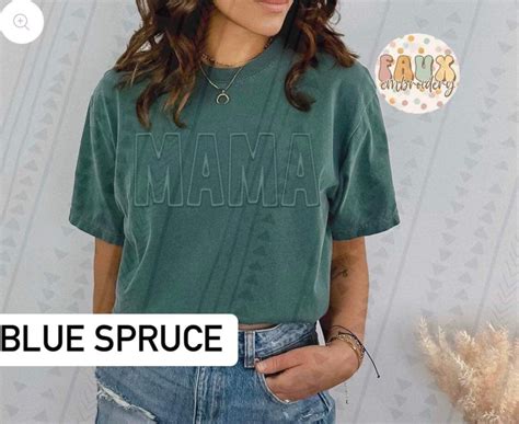 Blue Spruce Mama Embroidered Look Transfer Sassy Sublimation And Screen