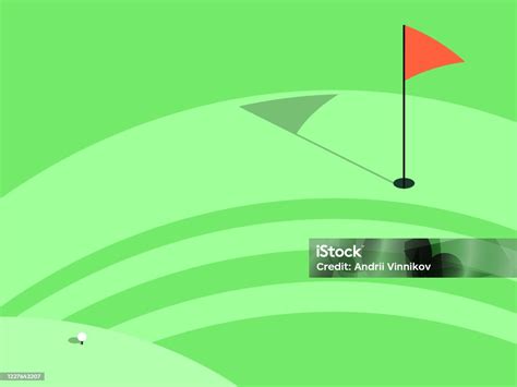 골프장 깃발과 구멍녹색 잔디밭입니다 광고 엽서 포스터 및 배너에 대한 타이포그래피 배경 벡터 일러스트레이션 경관에 대한 스톡 벡터 아트 및 기타 이미지 Istock
