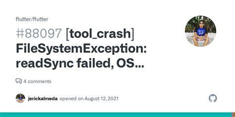 Toolcrash Filesystemexception Readsync Failed Os Error The Operation Completed