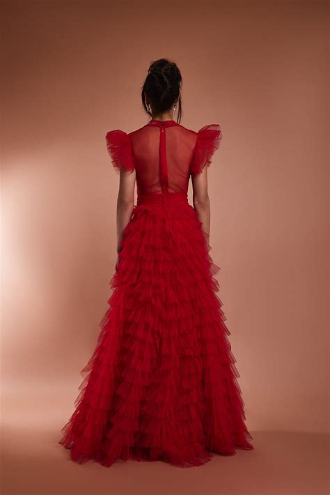 Alexandre Tiered Ruffle Maxi Dress In Red From A Friend