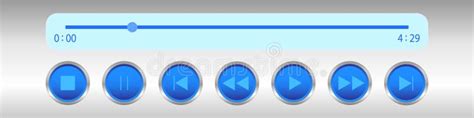 Media Player Playback Panel Template Isolated On White Background