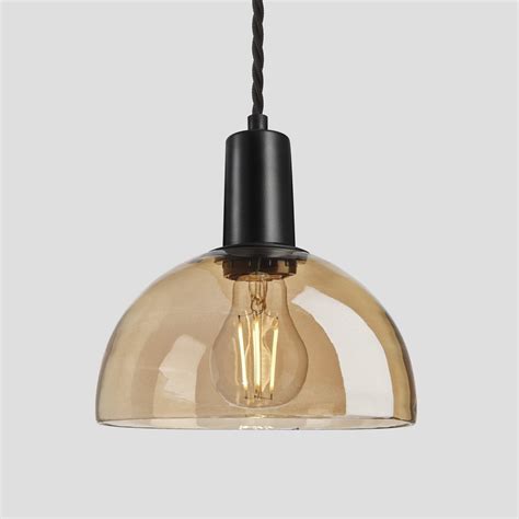 Sleek Tinted Glass Dome Pendant 8 Inch Amber By Industville