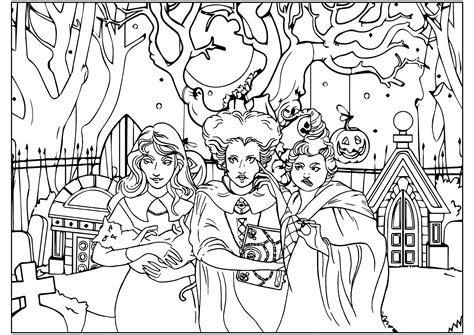 Witches Ready For Halloween Hocus Pocus Coloring Pages