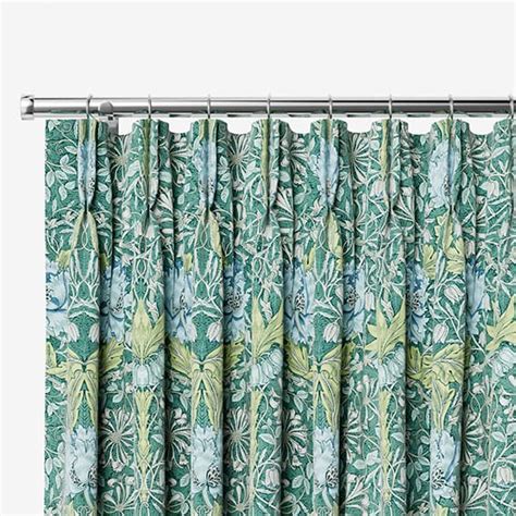 William Morris Honeysuckle And Tulip Velvet Moonstone Curtains