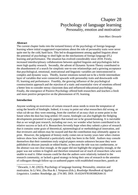(PDF) Psychology of language learning