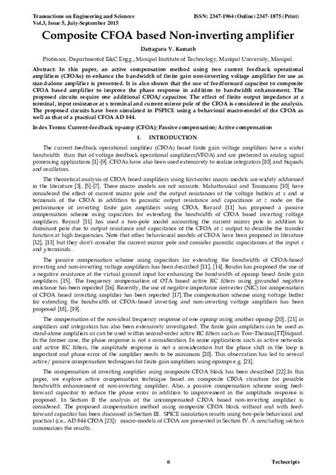 Pdf Composite Cfoa Based Non Inverting Amplifier