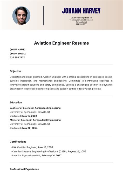 Free Aviation Engineer Resume Template To Edit Online