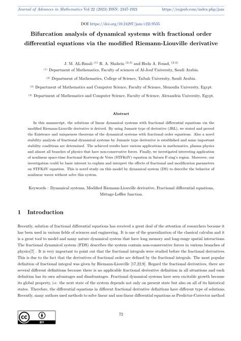 PDF Bifurcation Analysis Of Dynamical Systems With Fractional Order