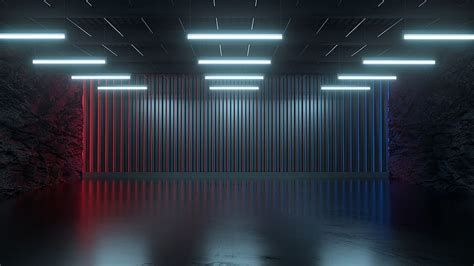 Technology Garage Neon Lighting Empty Room Glow HD Wallpaper Pxfuel