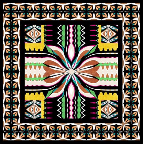 Colored Lines Mixed With Colored Shapes Make Repeated Pattern For Digital Art Stock Illustration