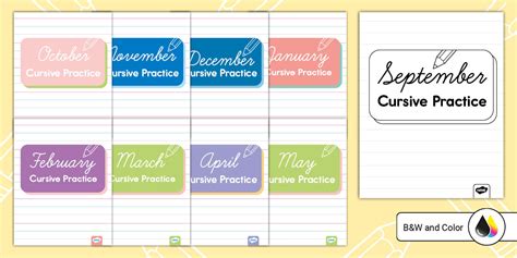 Second Grade Monthly Cursive Practice Bundles Pack Twinkl