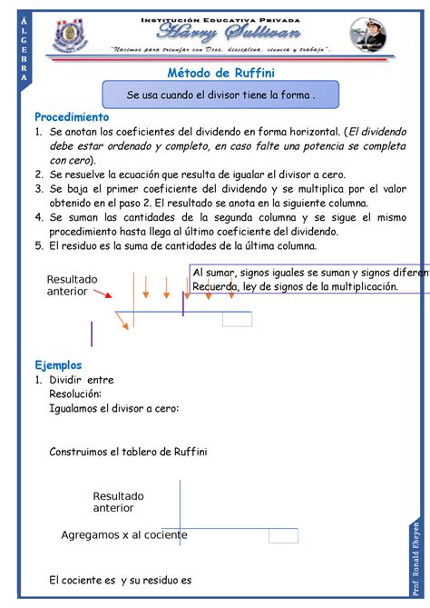 Álgebra 6to Primaria Método De Ruffini Apuntes 7 Resultado