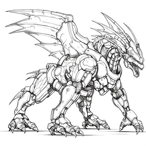 Premium Vector Fighter Dragon Robot Sketch