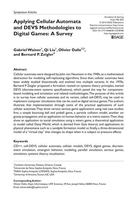 Pdf Applying Cellular Automata And Devs Methodologies To Digital