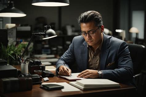 Premium AI Image Medium Shot Man Working At Desk