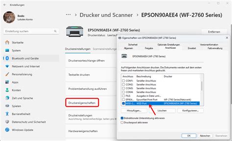 WSD Scan Dienst für Epson WF einrichten