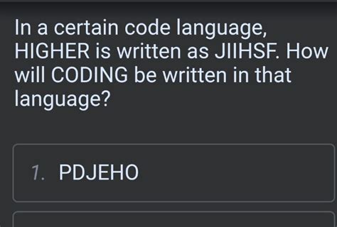 In A Certain Code Language Higher Is Written Studyx