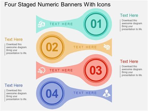 Kx Four Staged Numeric Banners With Icons Flat Powerpoint Design PowerPoint Design Template