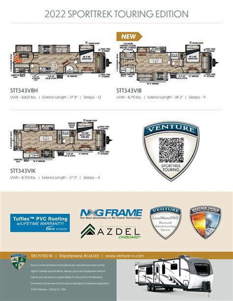 2022 Venture Rv Sporttrek Touring Edition Flyer Download Rv Brochures