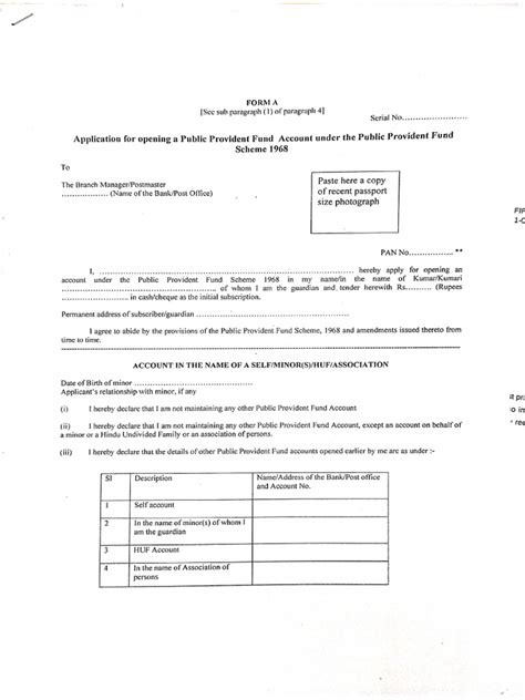 Form A For Ppf Account Opening Pdf