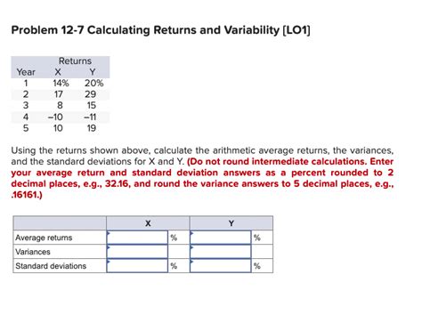 Solved Problem 12 7 Calculating Returns And Variability