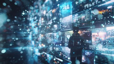 Programmer Navigating Futuristic Interface Of Data Analysis And