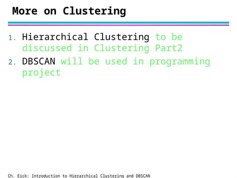 Pptx Ch Eick Introduction To Hierarchical Clustering And Dbscan